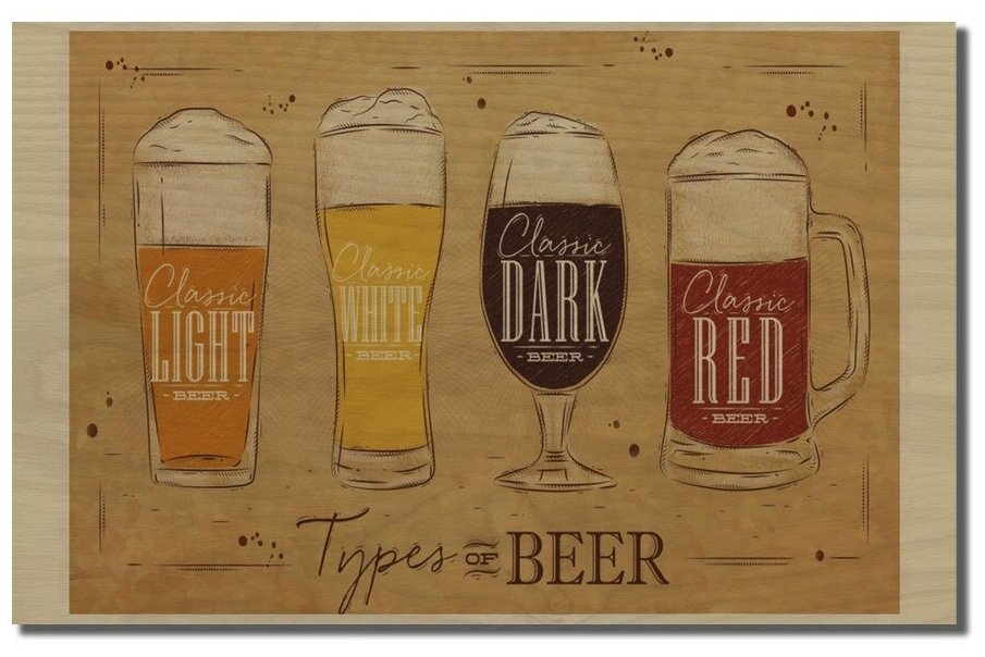 Картина на рельефной доске интерьер кафе ресторан бар алкоголь пиво - 5521