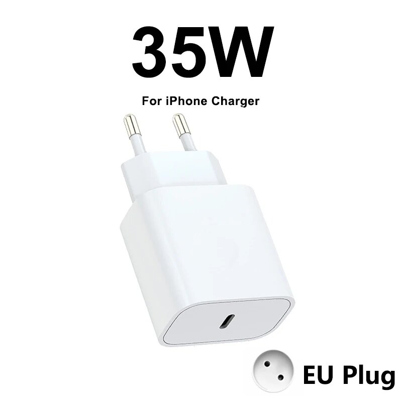 Для Apple Оригинальное 35 Вт Тип C быстрое зарядное устройство для iPhone 17 16 15 Only EU Charger