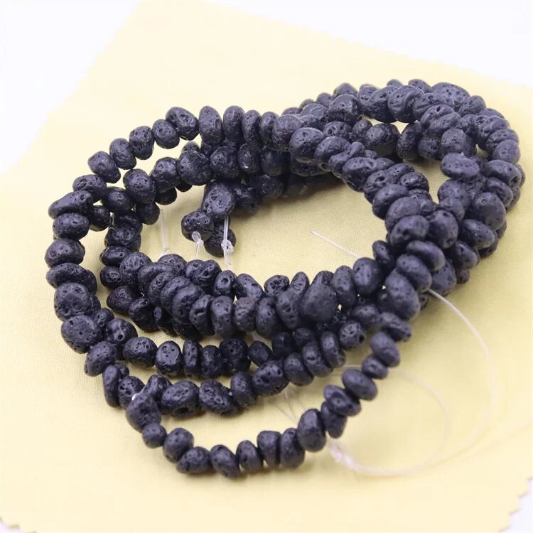 Бусины из вулканического камня 梓银饰 черные 6-8 мм Black 8MM