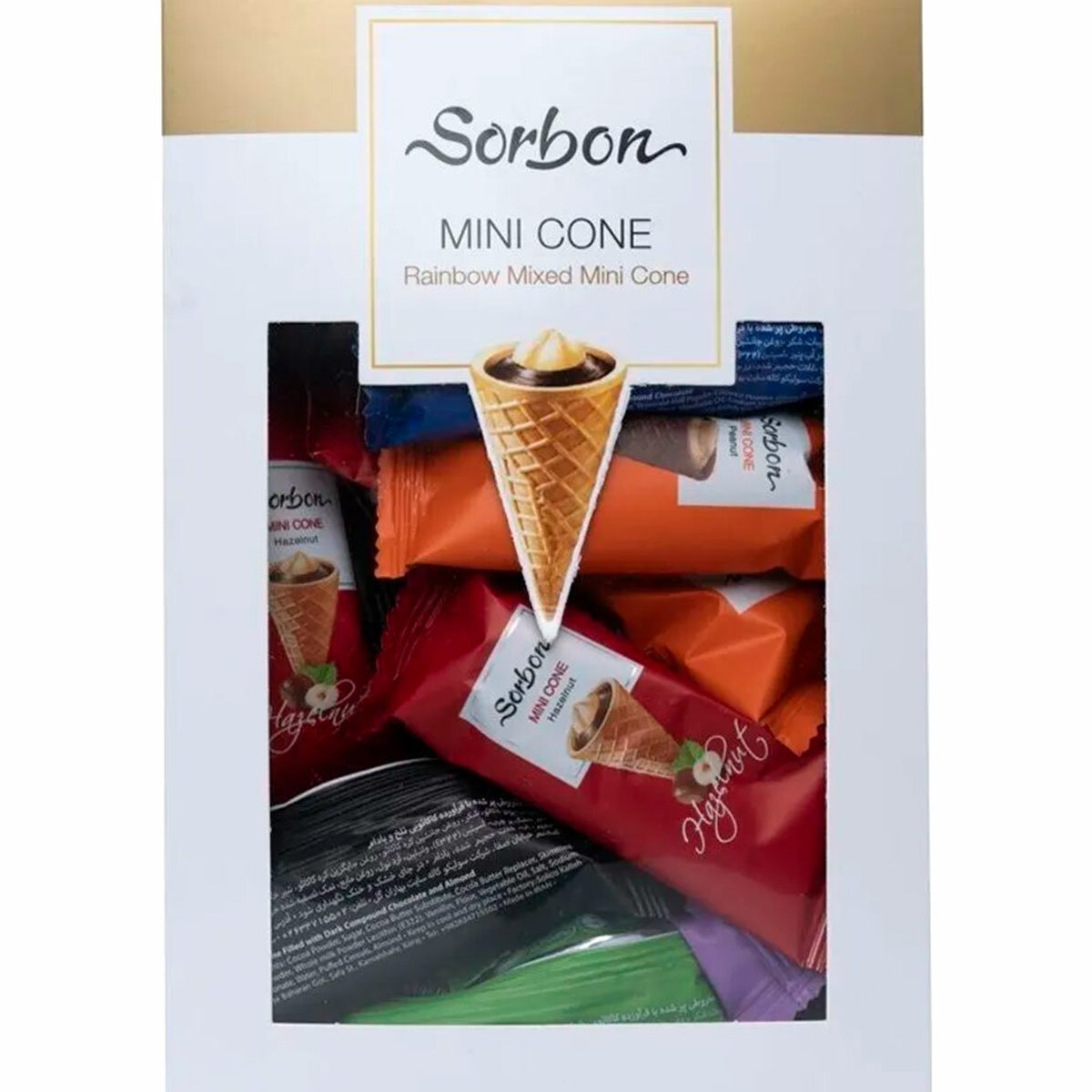 Конфеты мини-рожки в индивидуальной упаковке SORBON "Ассорти Радуга", 350г, 6 уп.