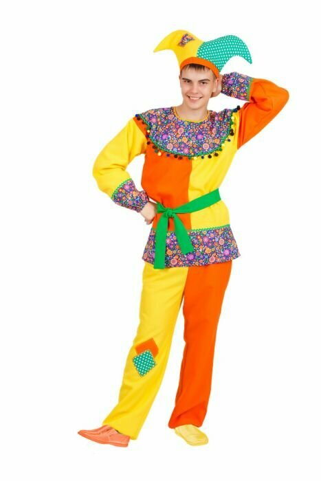 Костюм взрослый Скоморох Макар (50) для представлений на масленицу