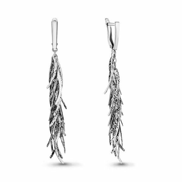 Серьги с подвесками серебро, 925 проба, чернение