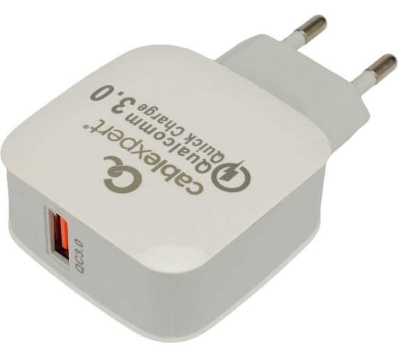 Сетевое зарядное устройство Cablexpert MP3A-PC-40 18Вт 3A QC3.0 быстрая зарядка белый пакет