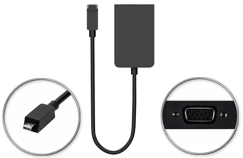 Переходник (кабель) VGA, D-Sub (W7S-00006): для подключения планшета Microsoft Surface к мониторам и телевизорам.