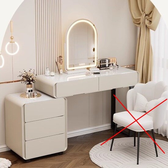 Туалетный столик из массива дерева в итальянском стиле Lione 100 см (100*40*75 см молочный столик белая столешница + тумба + зеркало)