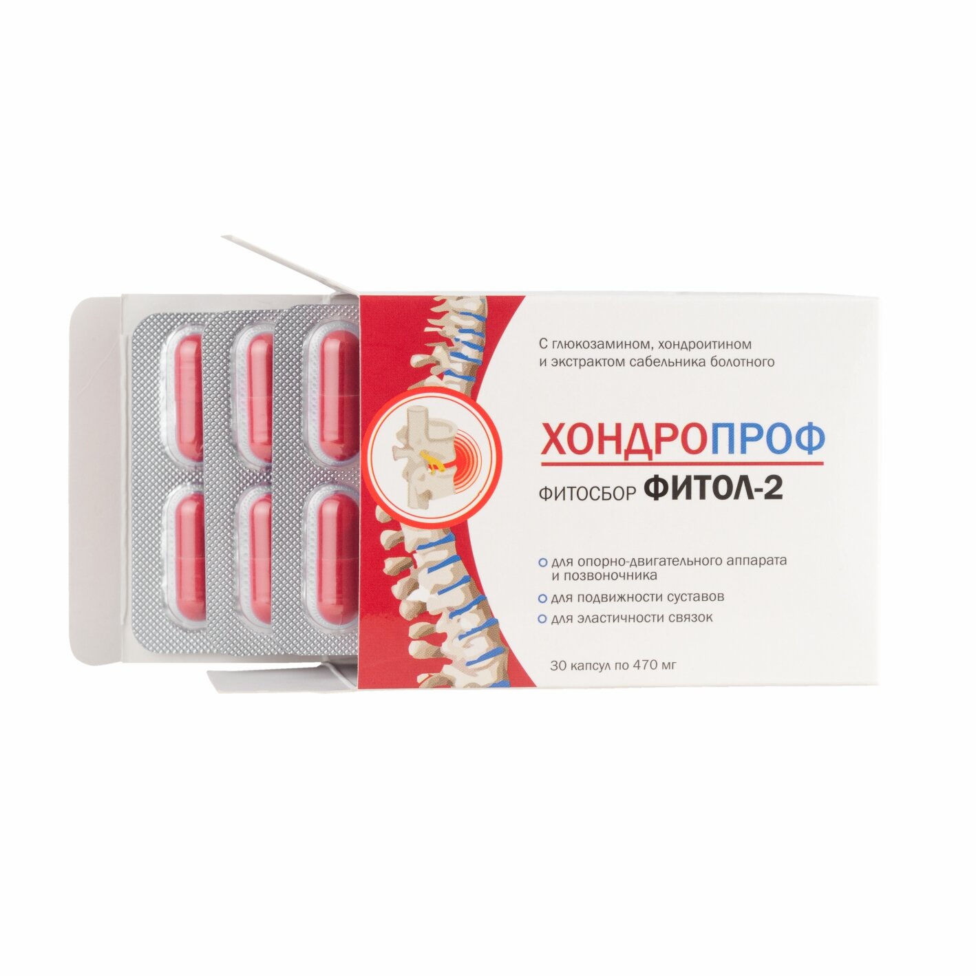 Хондропроф, фитосбор для улучшения работы опорно-двигательного аппарата от бренда "Алфит плюс", 30 капсул по 470 мг