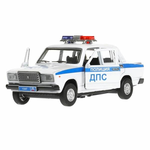 Технопарк Машина металл ваз-2107 полиция, свет-звук, длина 12 см, белый