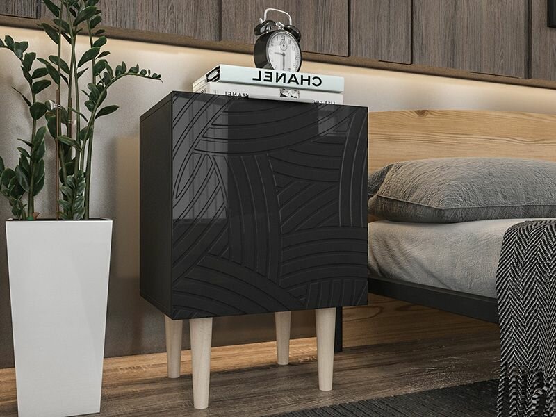 Комод для вещей "Йорк 22" 40х60х35, черный / черный глянец