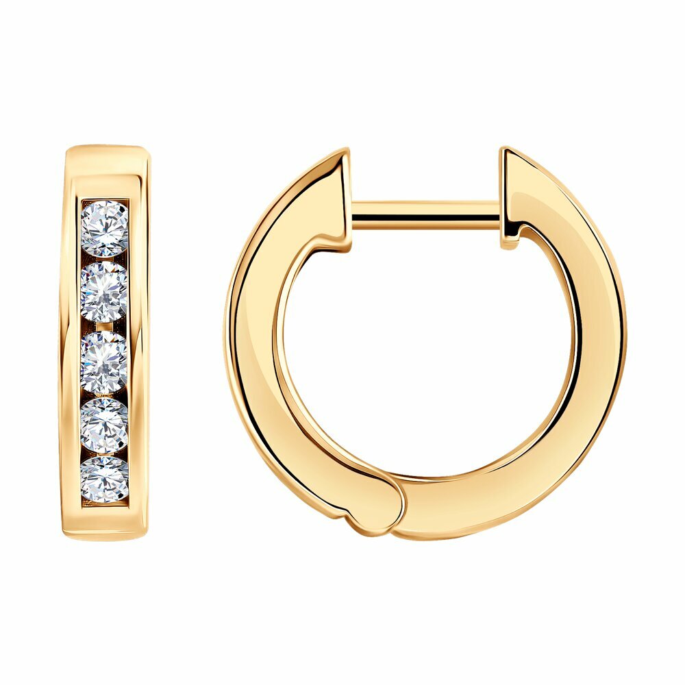 Серьги конго, красное золото, 585 проба, бриллиант