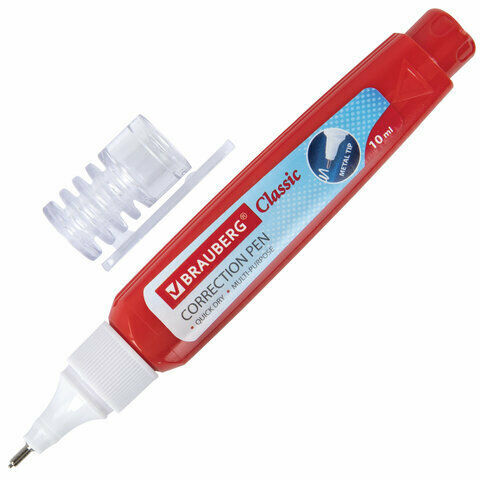 12 шт. Ручка-корректор BRAUBERG, 10 мл, металлический наконечник, 220618