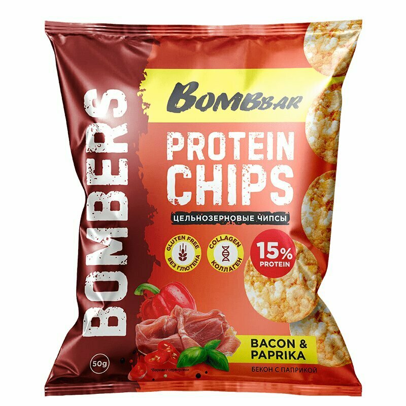 Бомббар Чипсы Цельнозерновые Протеиновые 50Г Бекон-Паприка