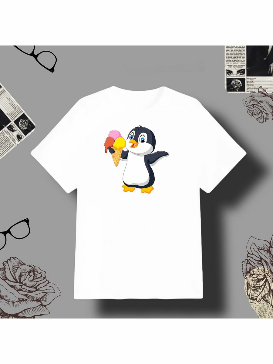 Футболка пингвин с мороженым