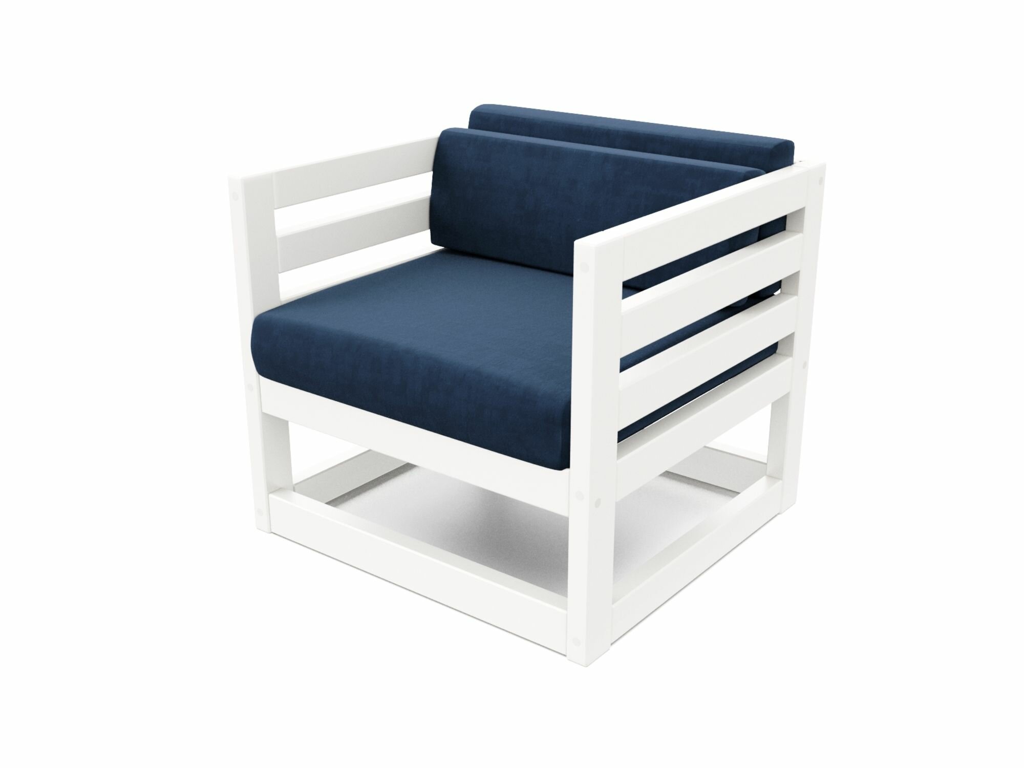 Кресло Arsko Магнус синее-белая эмаль, вельвет, деревянное, мягкое, для дачи, для кафе и бара, на веранду, в террасу, для бани