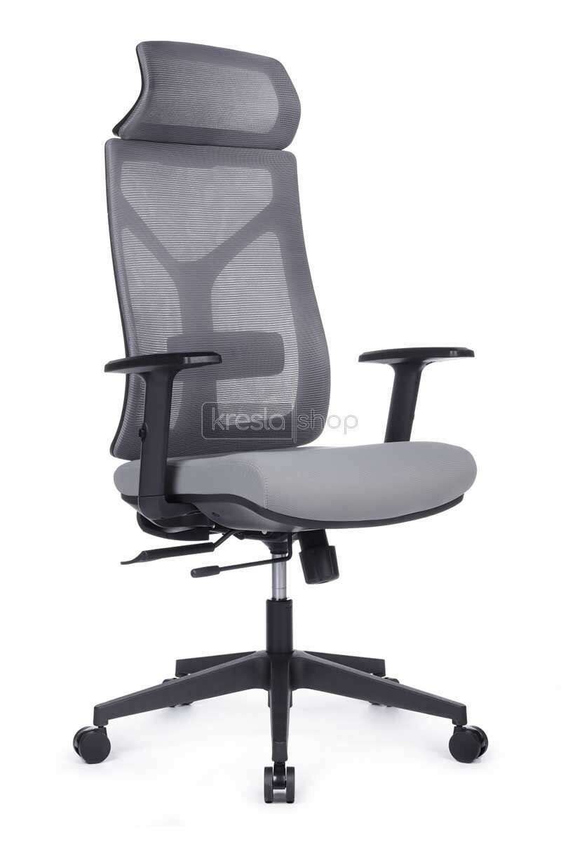 Кресло для руководителя Riva Design Astra W-365A серая сетка, серая ткань