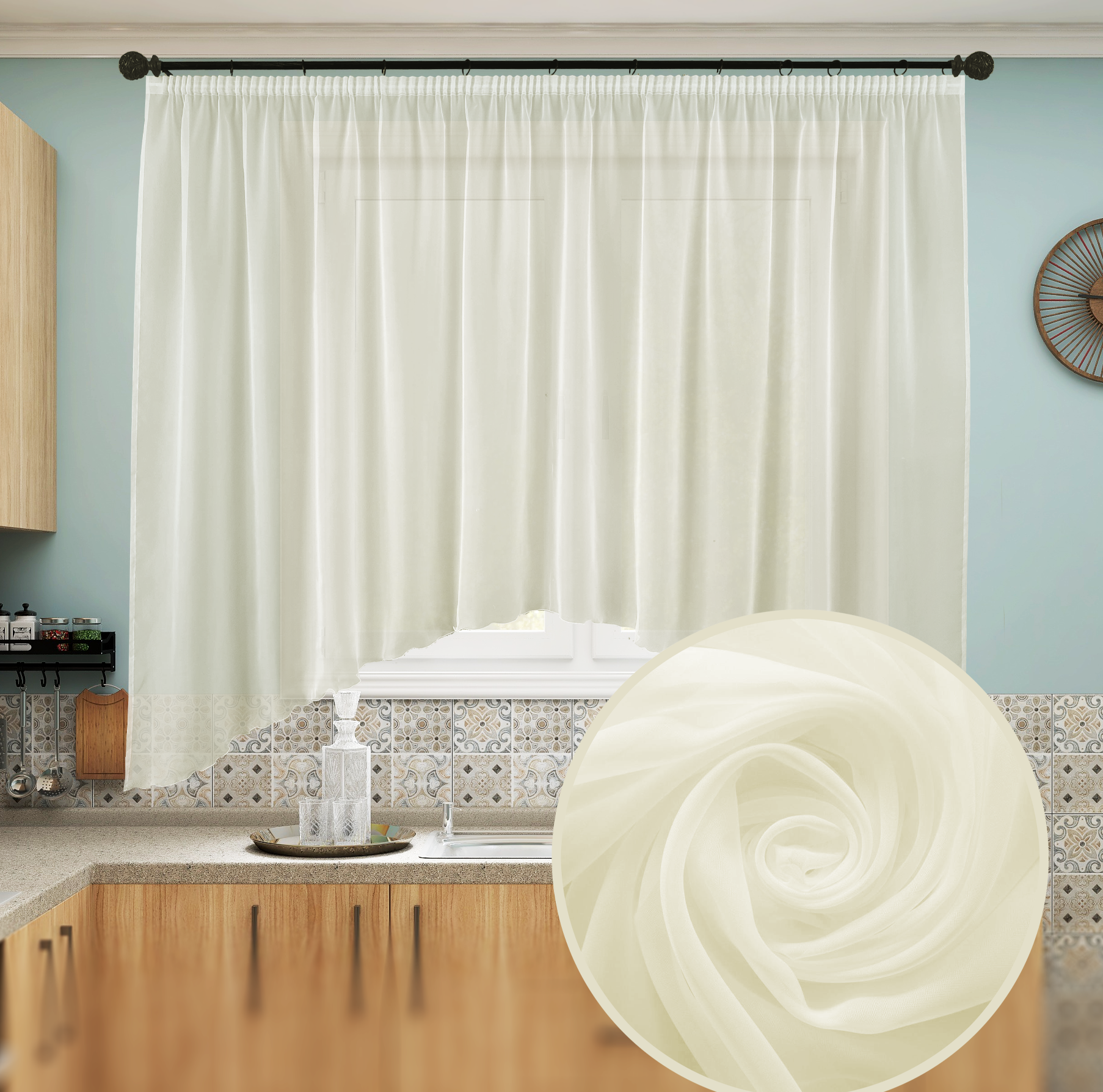 Штора арка вуаль крем