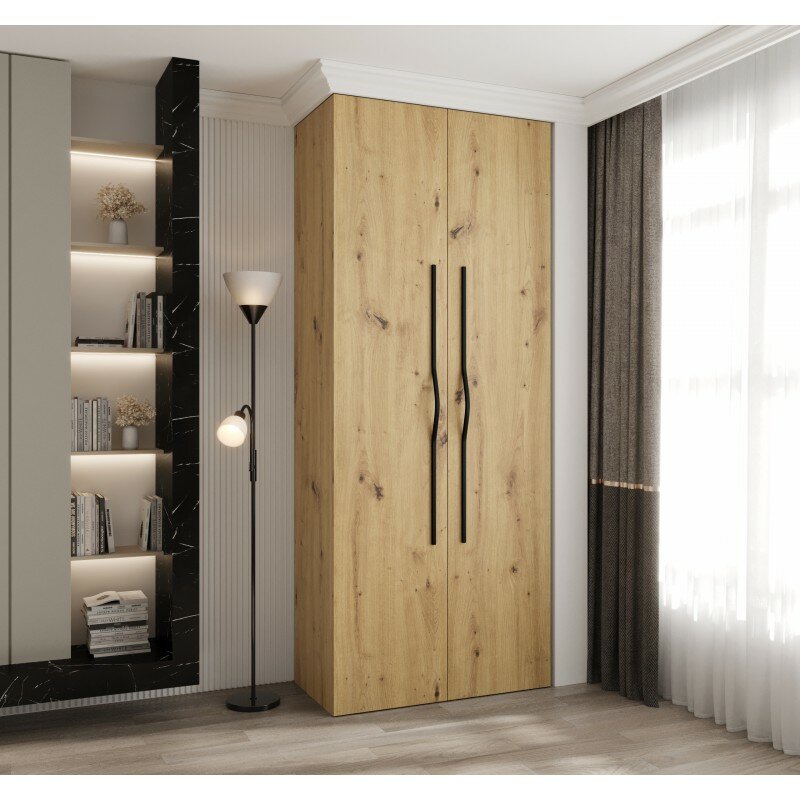 Шкаф распашной МебельЛэнд24 Хилтон - 3.2 Дуб Бунратти 100x50x210 дуб светлый для одежды двухдверный