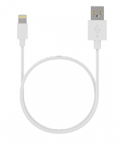 Кабель круглый, Maxvi MC-03, USB-A - Lightning, USB 2.0, 1 м, белый, PVC,5V,2А
