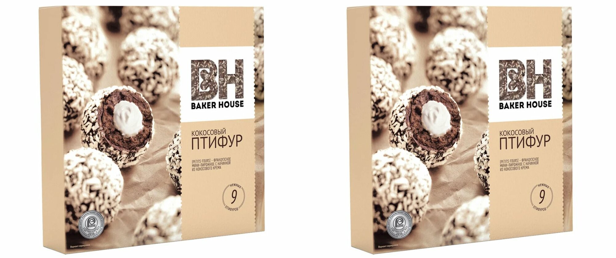 Baker House Пирожные Птифур с кокосовым кремом,225 г,2 шт