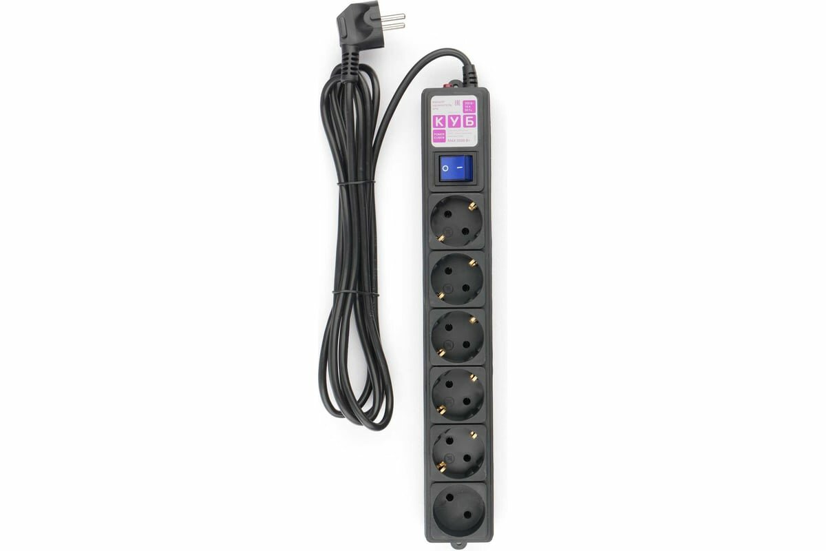 Power Cube SPG6-B3M Фильтр-удлинитель куб 3,0 м, 6 розеток, черный, 16А/3,5кВт