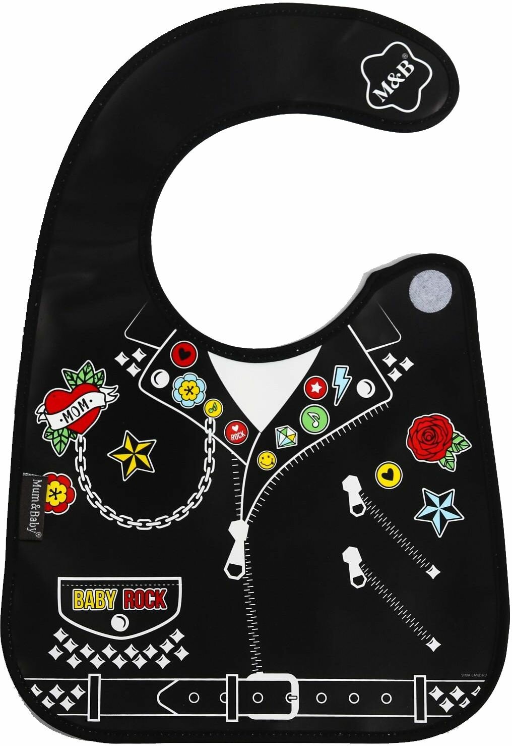 Нагрудник "Rock star" для кормления ребенка, слюнявчик детский непромокаемый с рисунком на липучке, фартук нагрудный с карманом