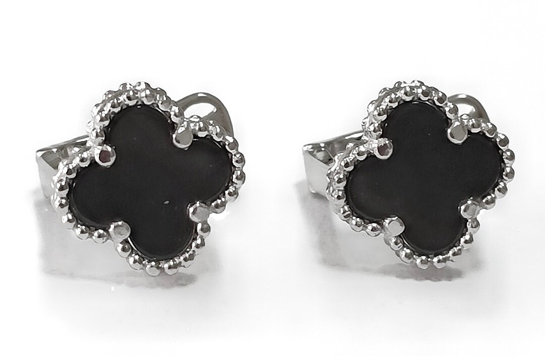 Серьги, серебро, 925 проба, родирование, оникс