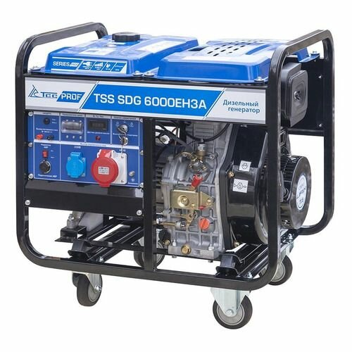 Дизельный генератор ТСС SDG 6000EH3A, 380/220/12 В, 6.5кВт, на колёсах с АКБ [077016]