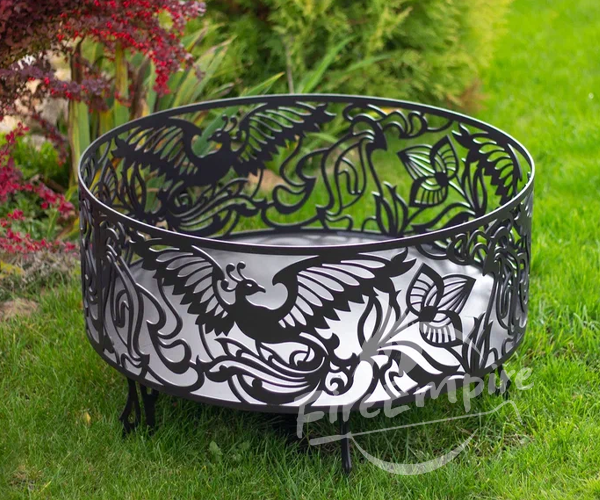 Костровая чаша "Жар-птица" 60 см с зольником, обручем и крышкой + чехол в подарок