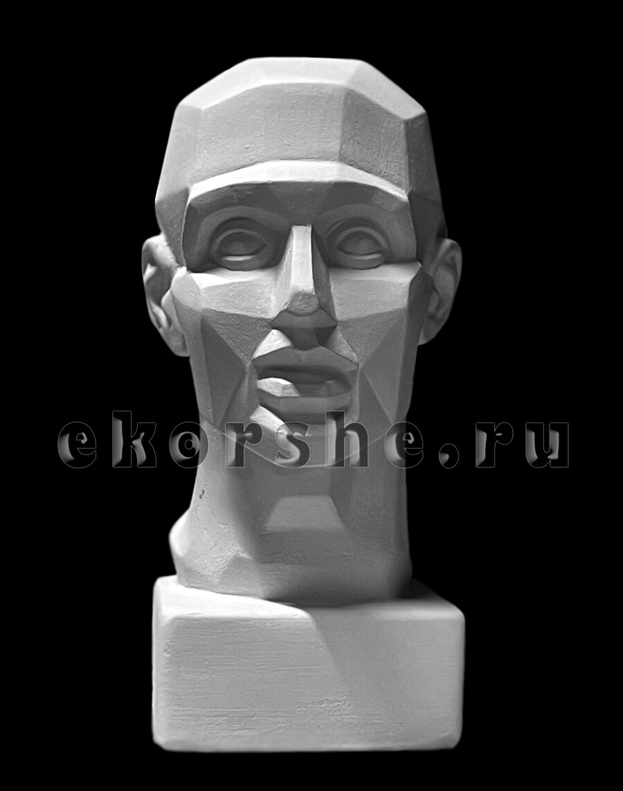 Голова обрубовка по Гудону малая 7х8,5х14,5см гипс скульпнурный