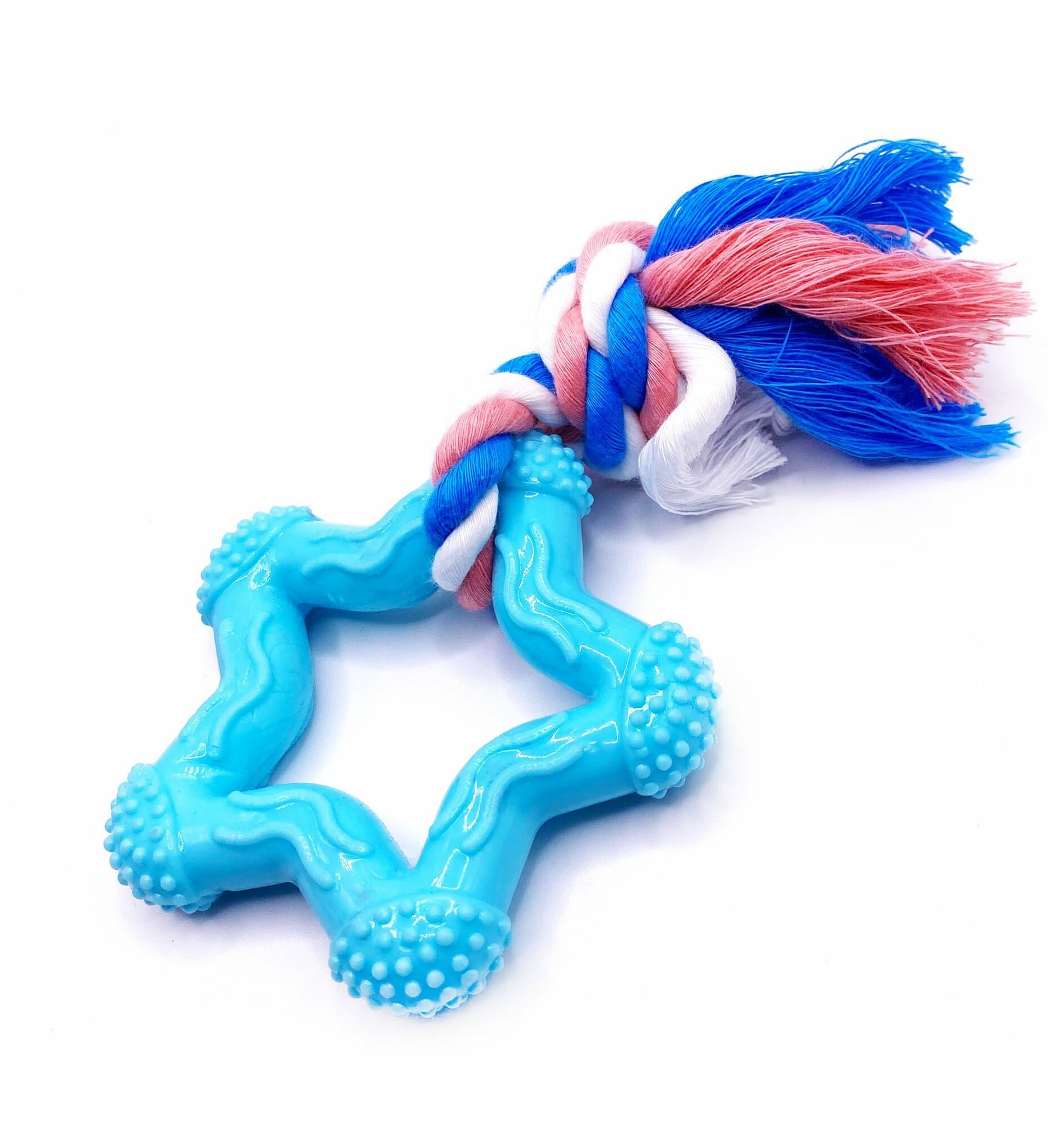 Игрушка для собак Japan Premium Pet жевательная из натурального латекса с канатом для чистки зубов. В виде звездочки