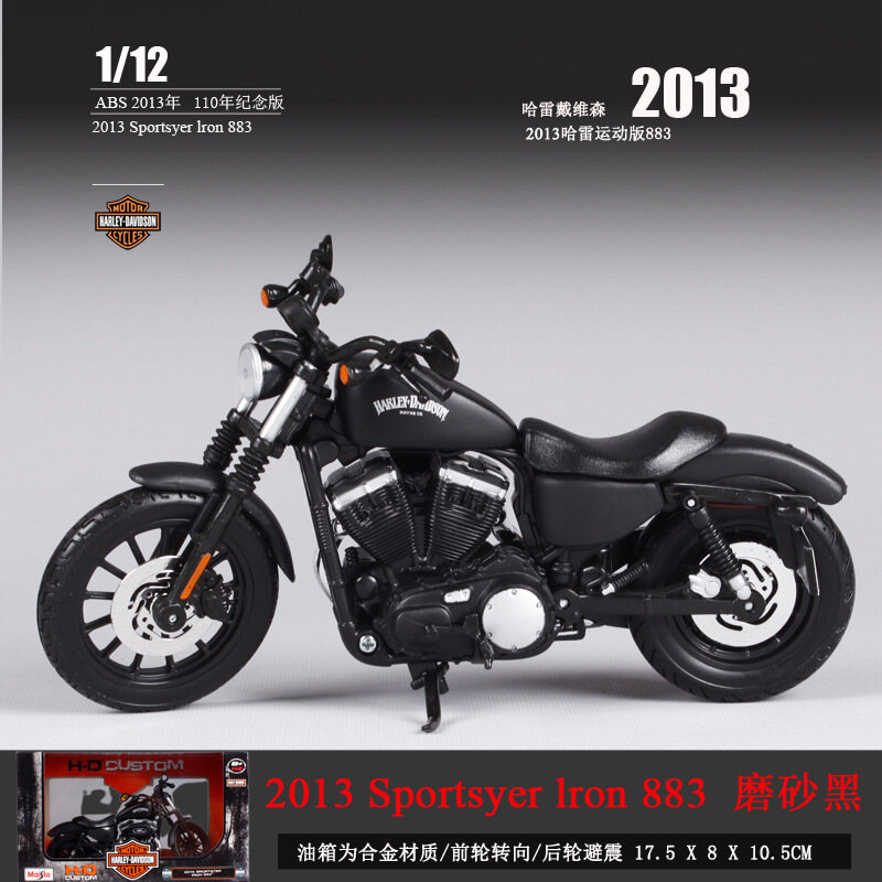 Модель мотоцикла Harley-Davidson Sportster 883 2014 года 1:12 масштаба, алюминиевая копия, черный цвет, коллекционный