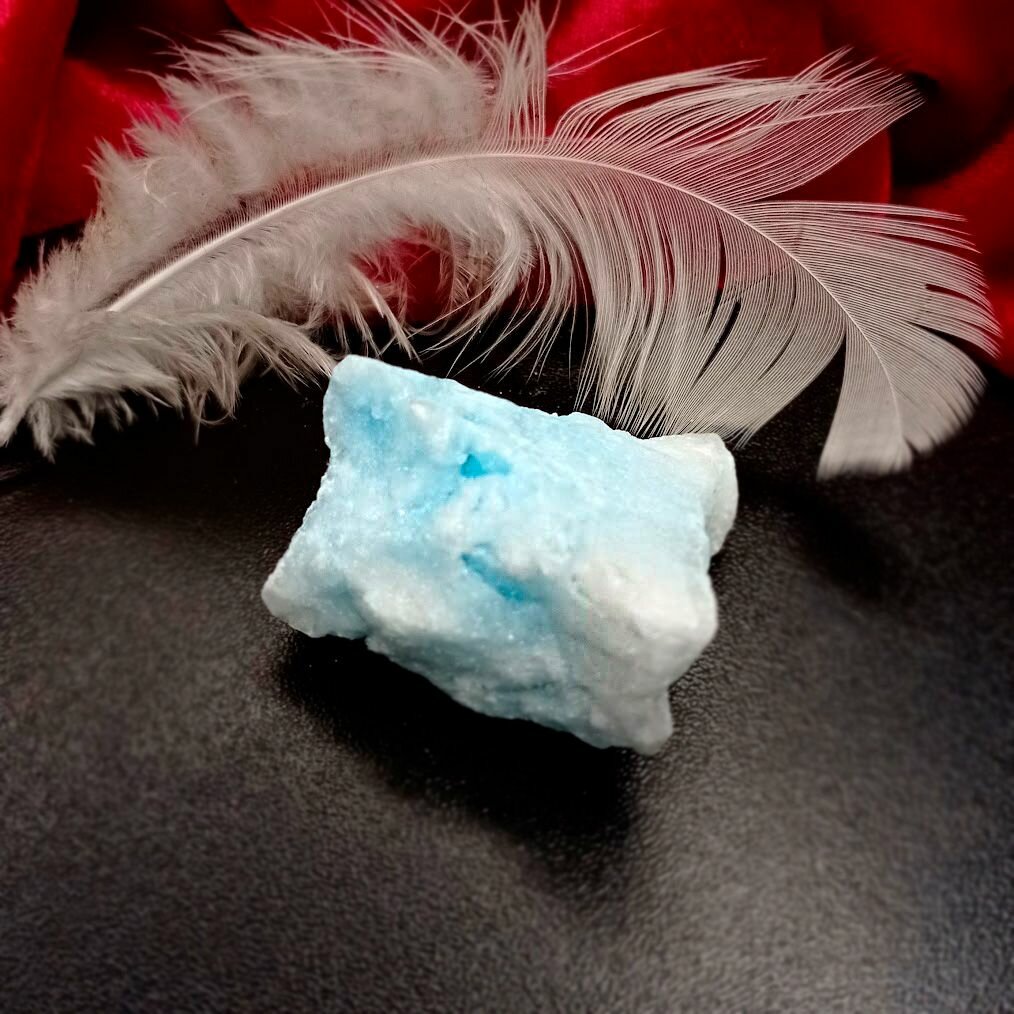 Арагонит голубой натуральный, 37-47 гр, 1 шт. + мешочек