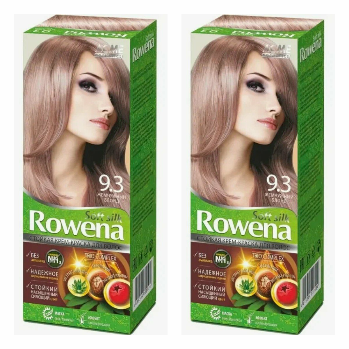 Краска для волос Rowena Soft Silk тон 9.3 жемчужный блонд, без аммиака, 115 мл, 2 шт.