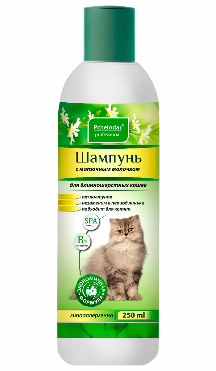 Пчелодар шампунь для длинношерстных кошек с маточным молочком 250 мл (1 шт)