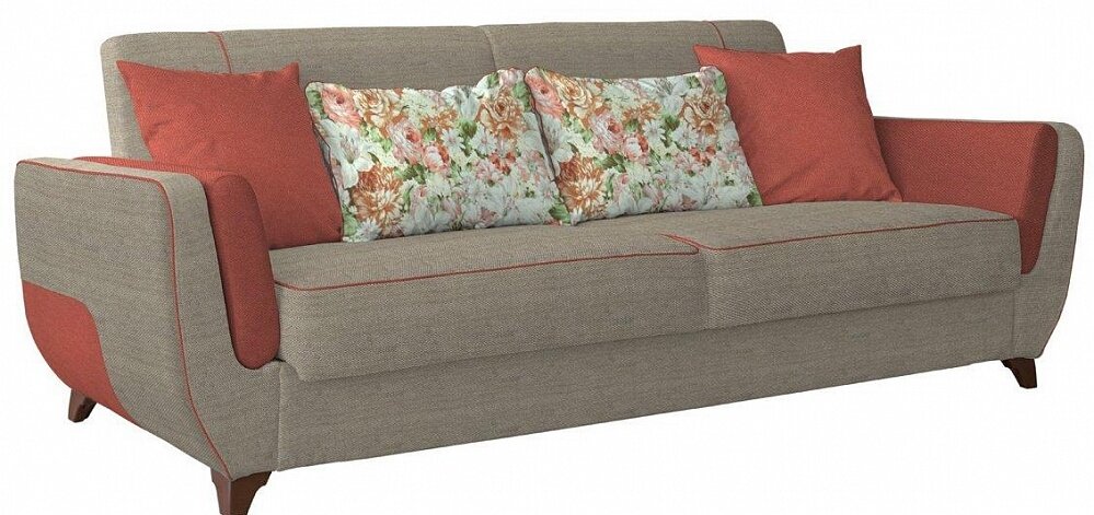 Прямой диван Алекс 2 Серый Рогожка, книжка, 240х92х81 см, с ящиком для белья