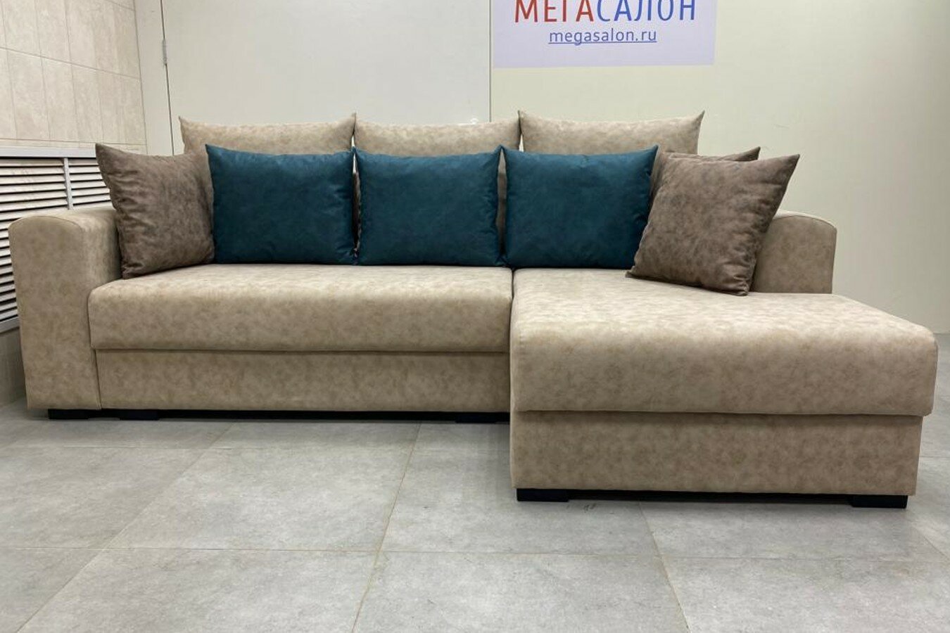 Угловой диван Мэдисон Gaudi искусственная замша, еврокнижка, 250х160х77 см, с ящиком для белья