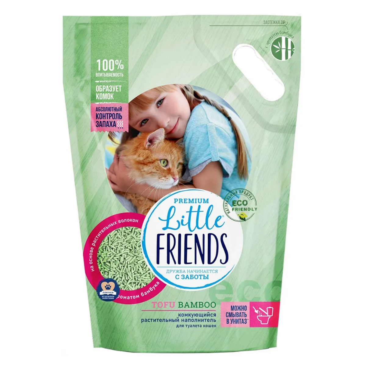 Little Friends Наполнитель комкующийся растительный Tofu Bamboo 5л