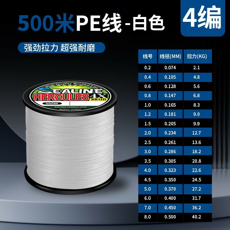Кросс-бордерная рыболовная леска 8-прядная PE леска, прочная рыболовная леска, 500m плетеных лесок, леска для морской рыбалки, леска для кайтов, рыболовные принадлежности