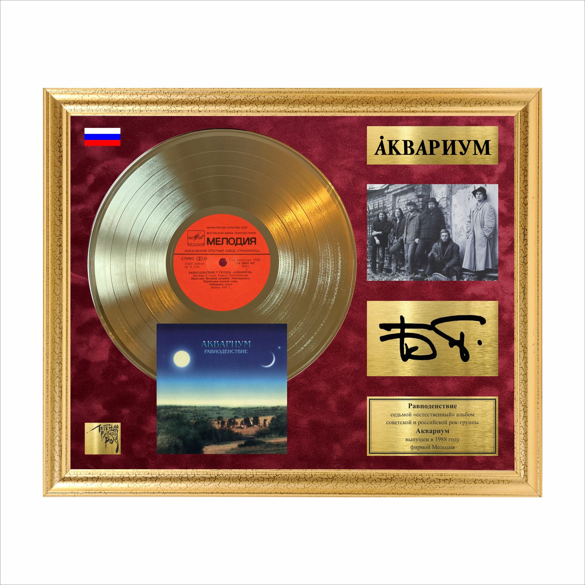 Золотая декоративная виниловая пластинка Аквариум