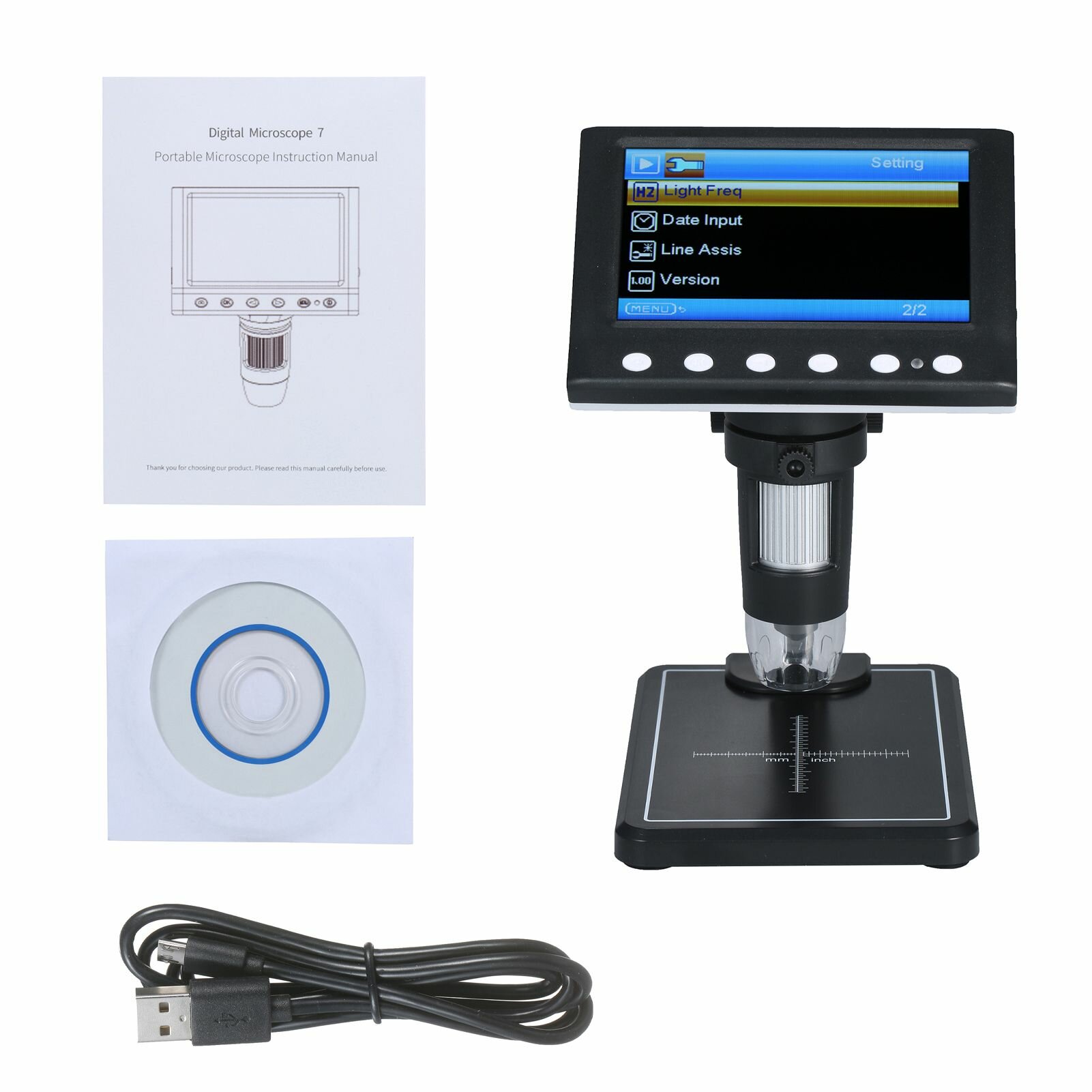 Цифровой микроскоп 4.3" ЖК, 1000X, 8 регулируемых LED