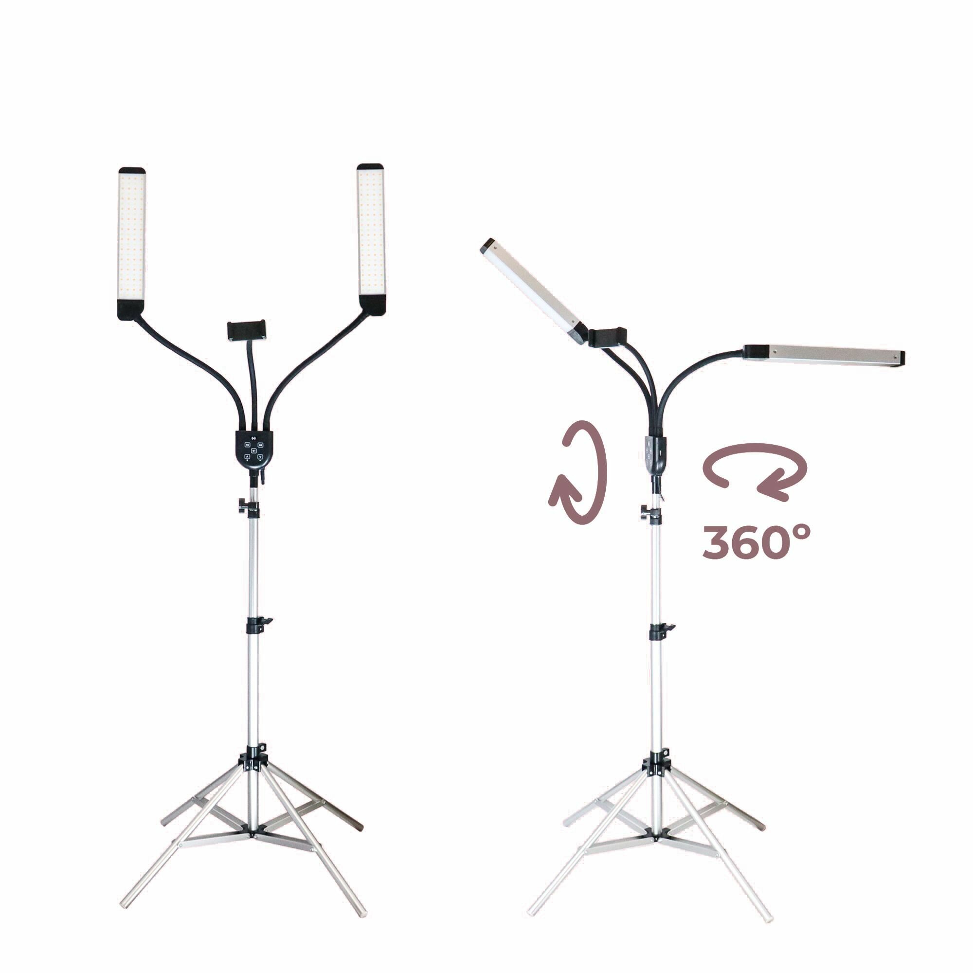 Двухпанельная лампа для наращивания ресниц с штативом, USB, пультом дистанционного управления, держателем телефона, регулируемой цветовой температурой, для наращивания ресниц, татуировки, макияжа