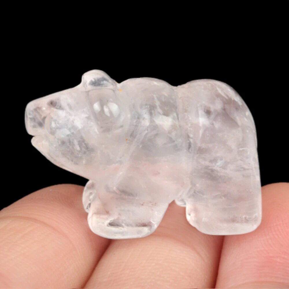 Розовый кварц аметист статуя медведя Clear Quartz