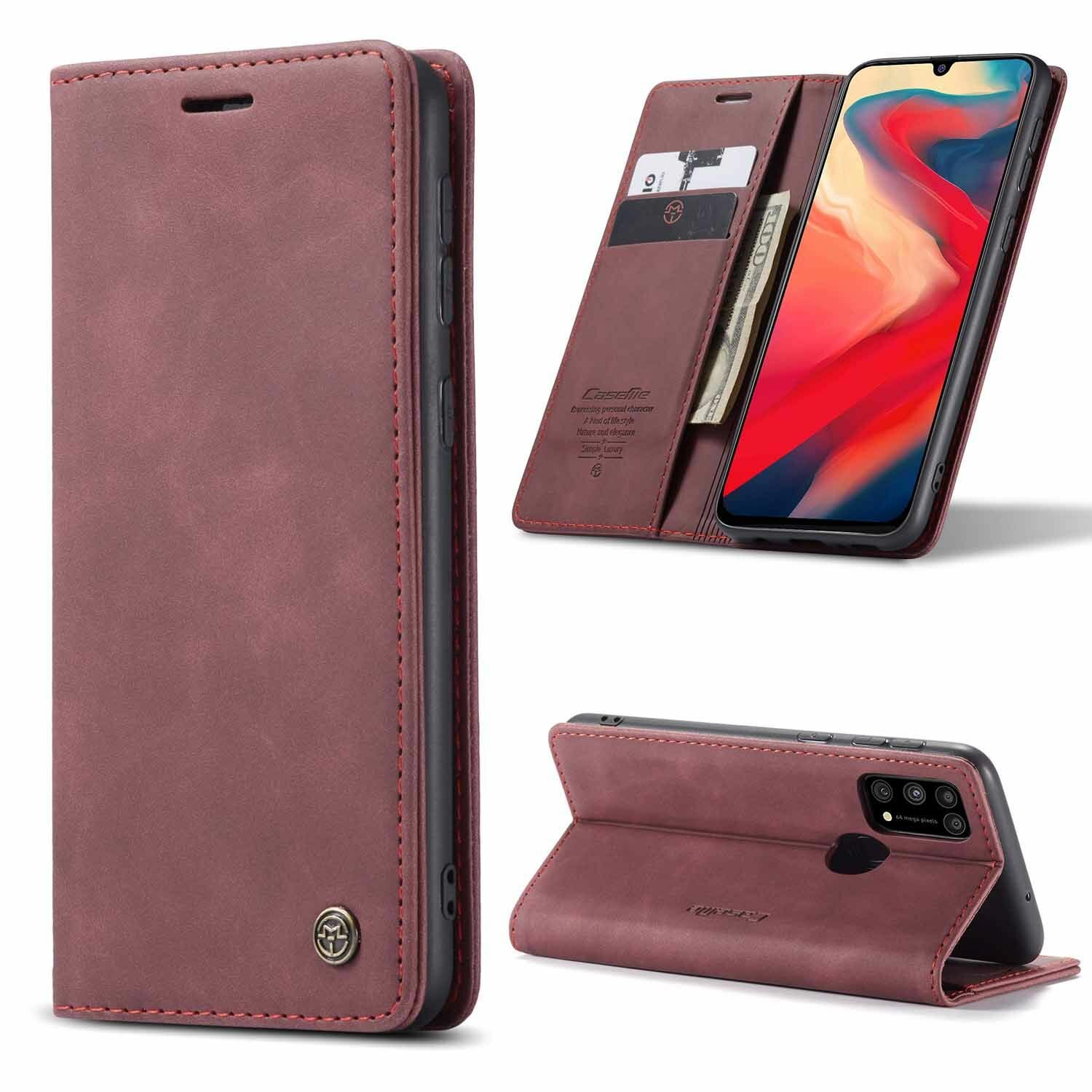 Подходит для Samsung Galaxy M31(Самсунг Галакси М31 ) кронштейн ретро - PU магнитное затвор сейсмостойкий кожаный чехол