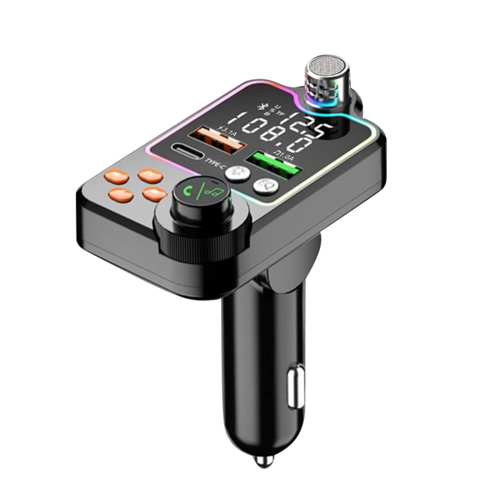 Автомобильное зарядное устройство Bluetooth 5,0, FM-передатчик, быстрое зарядное устройство с двумя USB-портами, автомобильное радио, mp3-плеер, быстрое зарядное устройство для звонков, автомобильные аксессуары