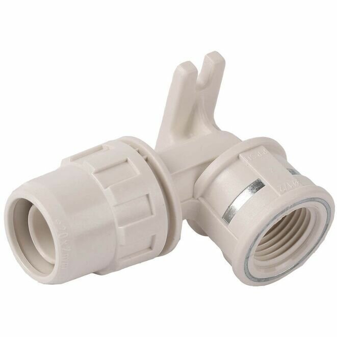 Муфта соединительная угловая ЗУБР ШиреФит 20 мм - 1/2", 90, с креплением, "штуцер с гайкой - внутренняя резьба"