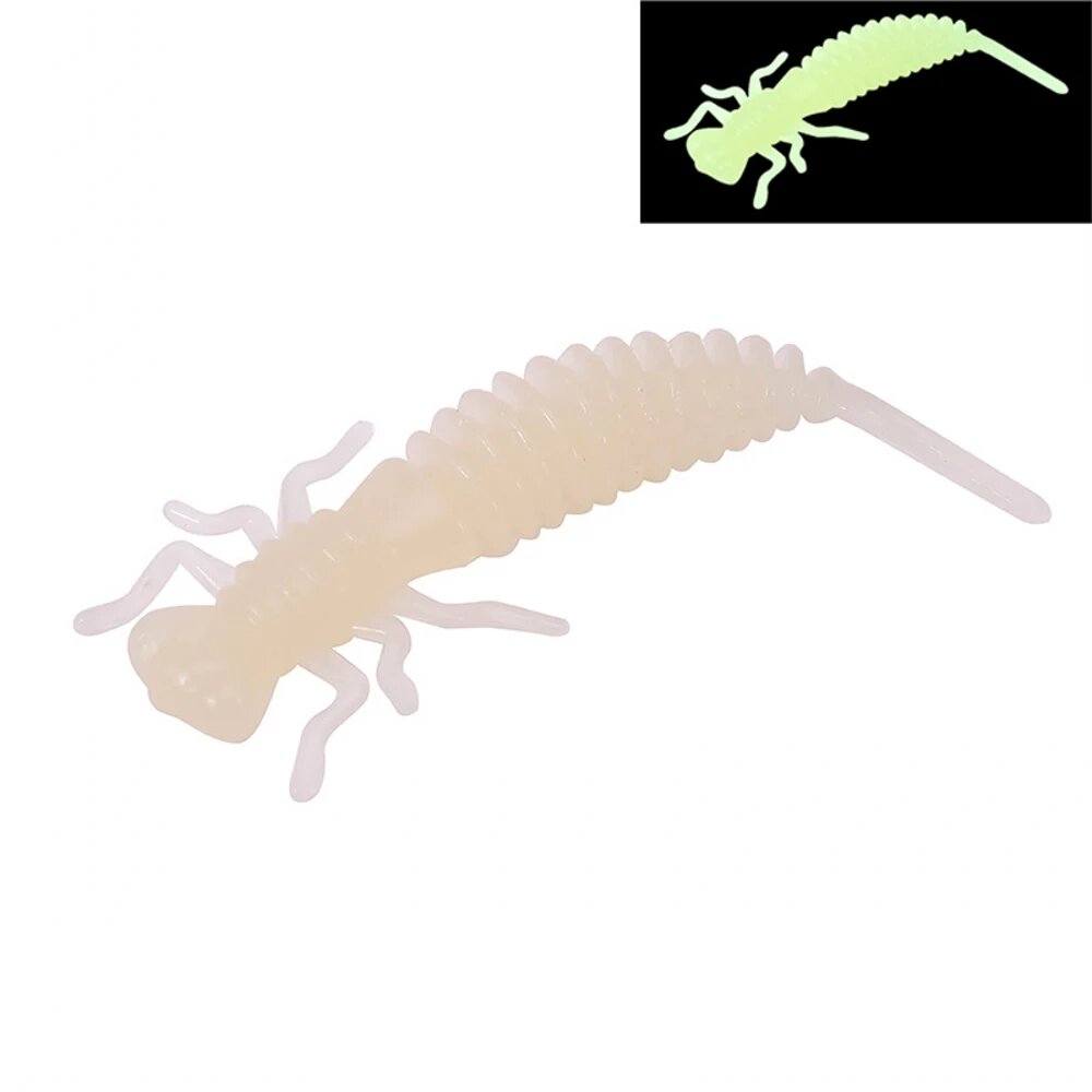 Силиконовые приманки-личинки стрекозы 55/75/100 мм Белый, 55mm 10pcs, Color J