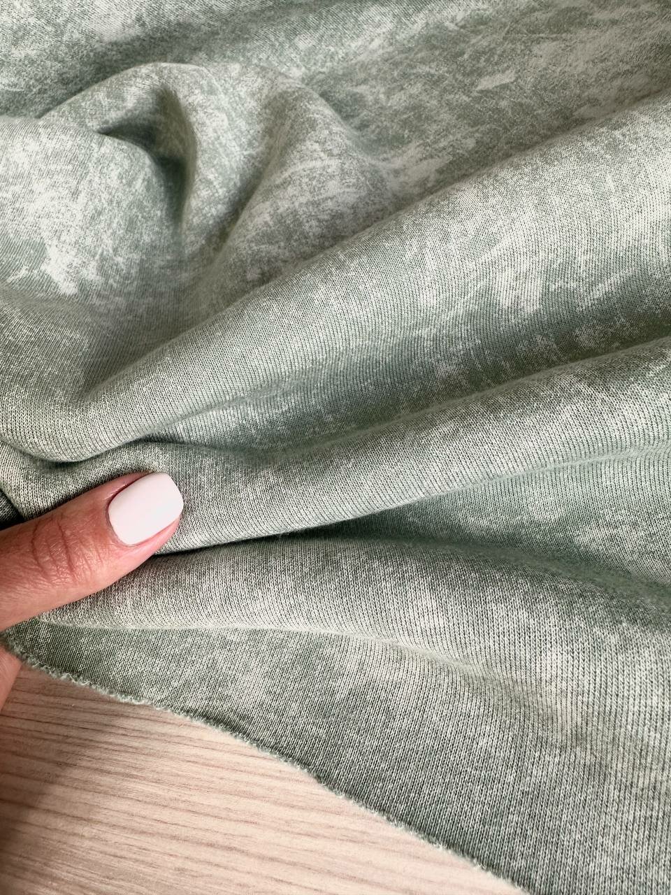 1м. Футер 3 нитка начес варенка ткань для шитья худи, свитшотов, платьев спортивных, костюмов. Цвет Оливковый варенка. Отрез 100*180см