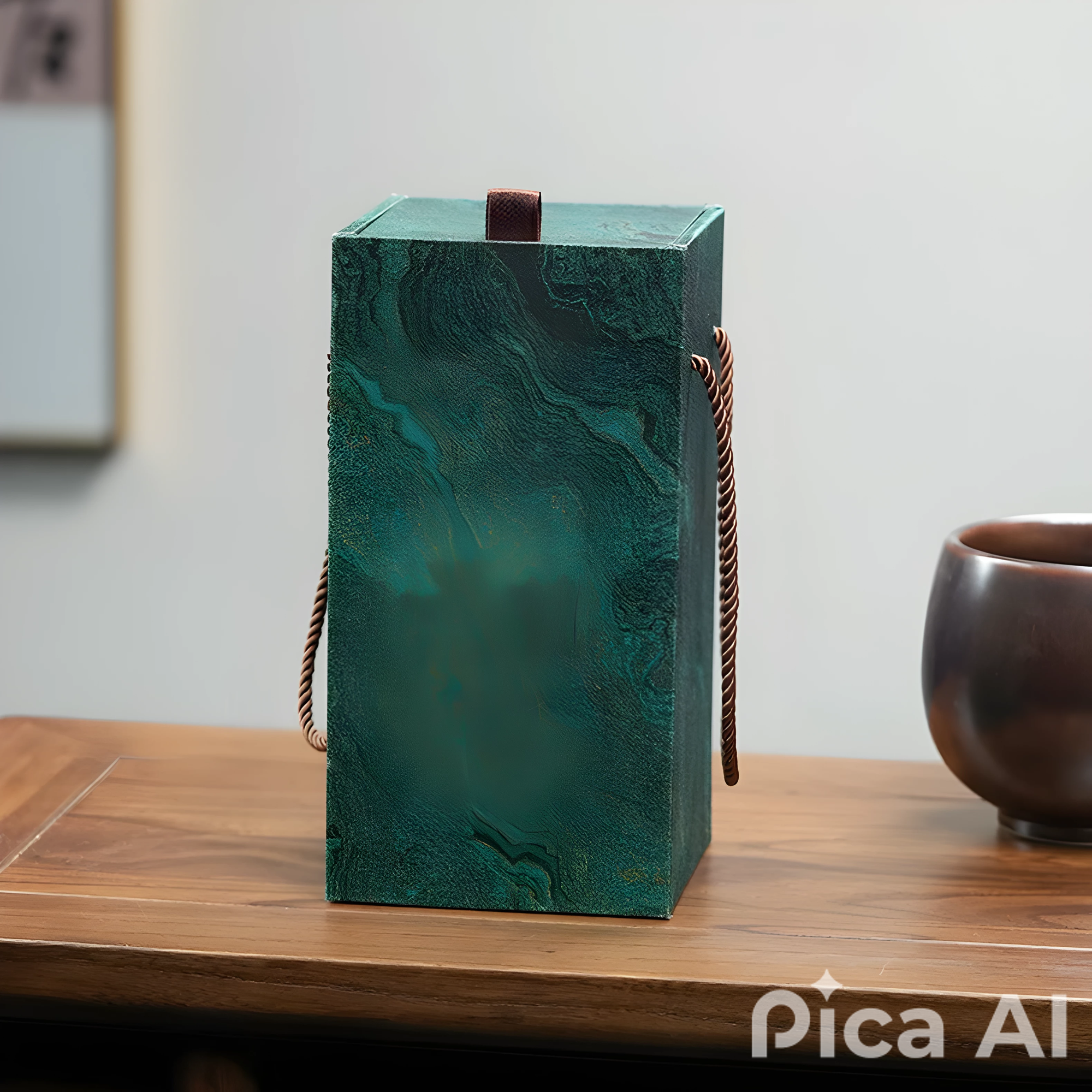 Подарочный короб "Мрамор Лазурный", для бутылок 0,5 л, 25 см x 13 см x 22 см