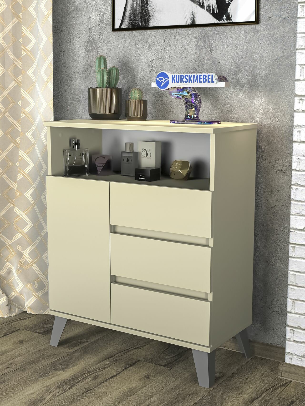 Комод деревянный с ящиками и дверцей №19