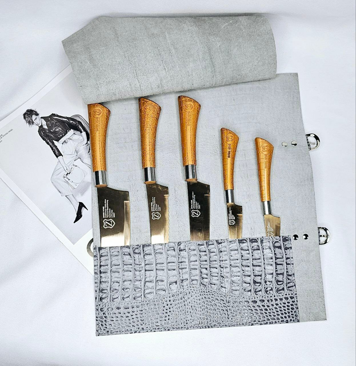 Чехол скрутка поварская для ножей кожаная