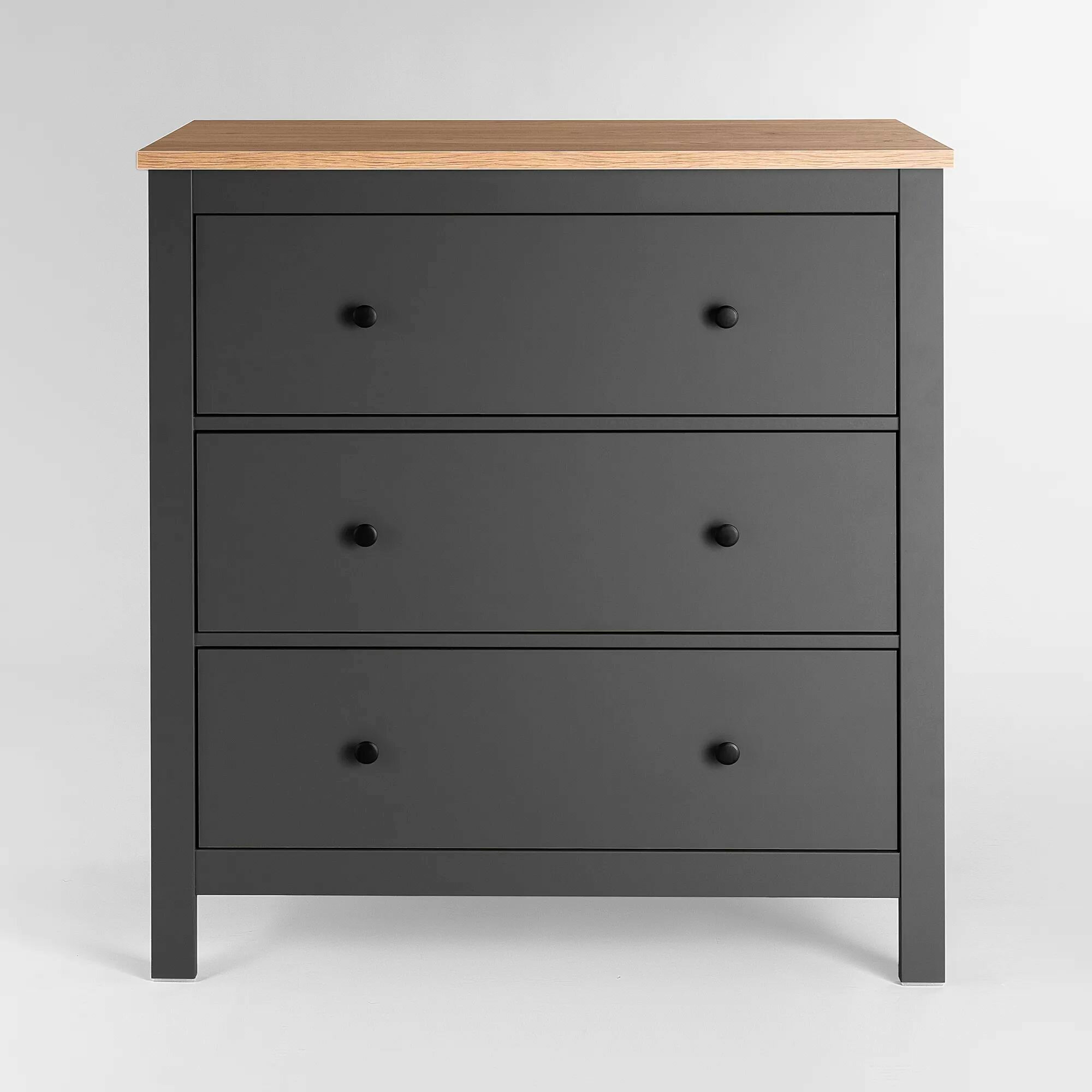 Комод Сага с 3 ящиками с доводчиками, размер 92х51х100 см, цвет Серый/Ясень
